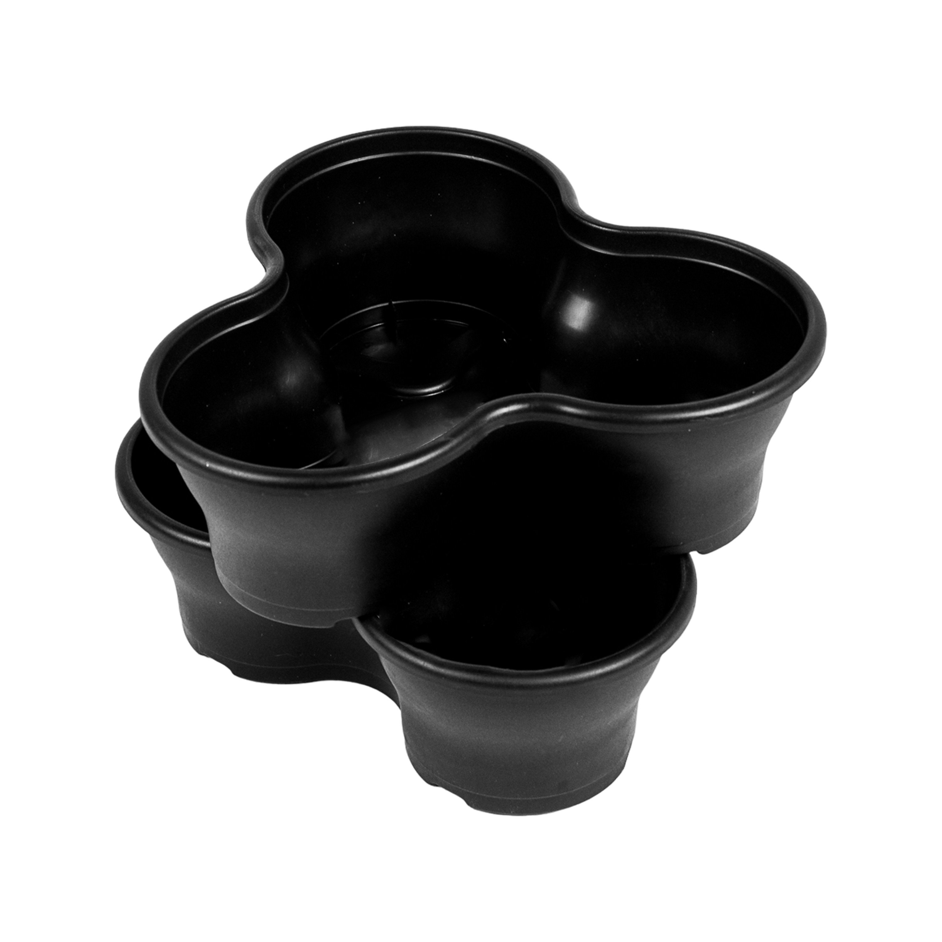 PL Decor - cod: 007 - Kit 3 Vasos Trevo Empilhável Preto
